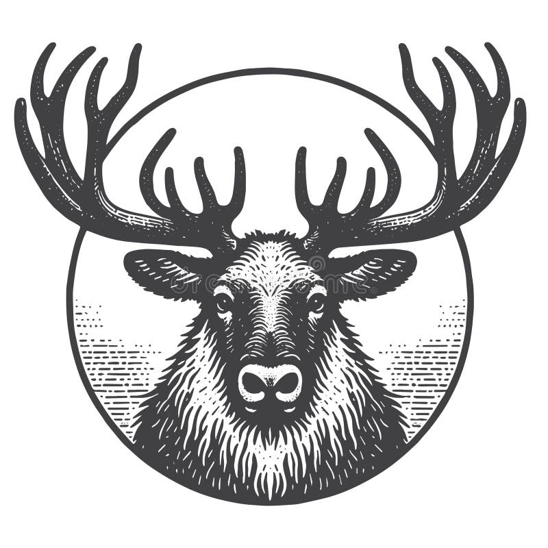 Simple Caribou Front View Vintage Retro Vector Icon Illustration. Stock ...