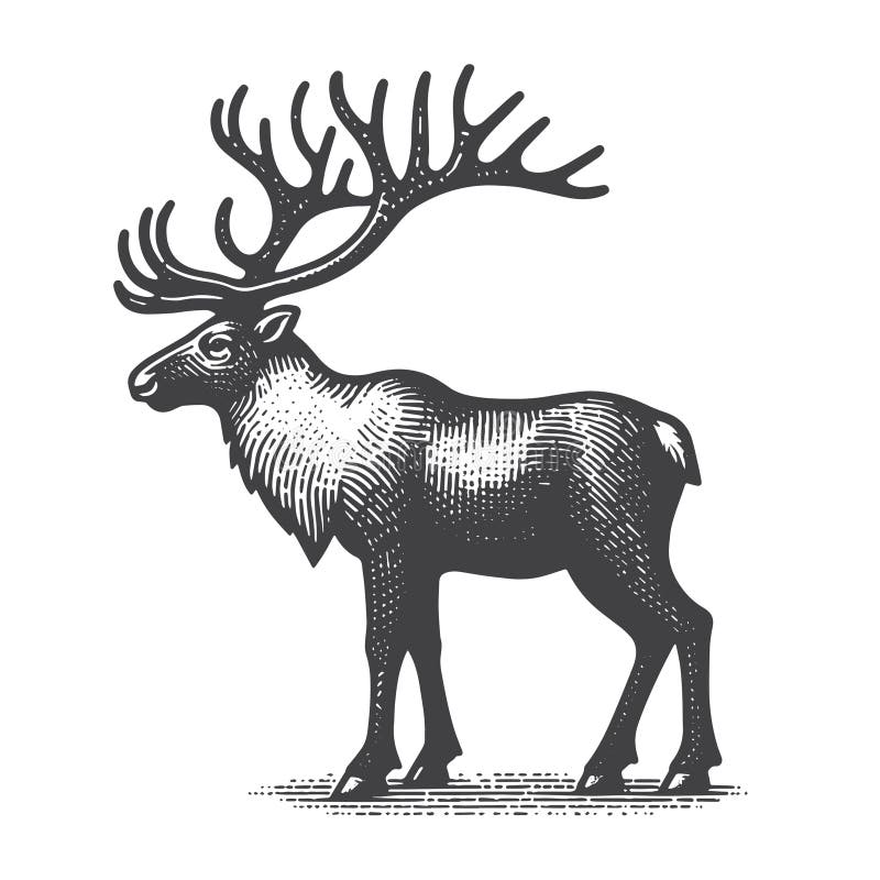 Caribou Side View Vector Icon Vintage Retro Logo Illustration Design ...