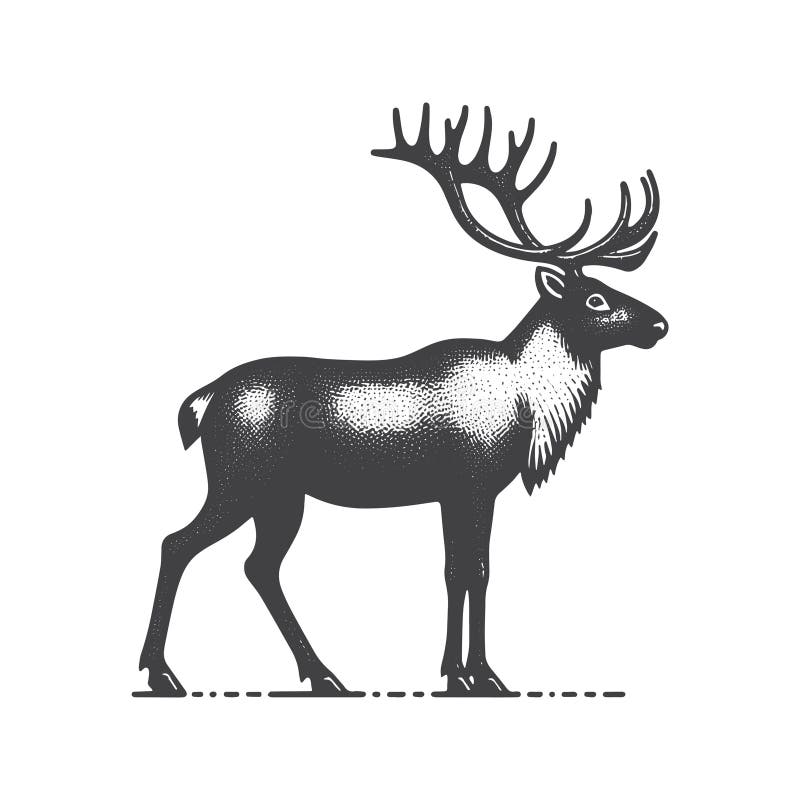Caribou Side View Vector Icon Vintage Retro Logo Illustration Design ...
