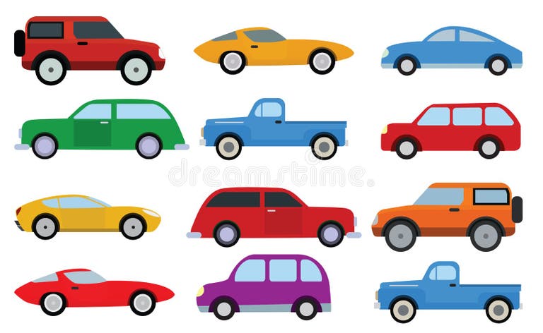 Simple cars collection stock vector. Illustration of objects - 40006578