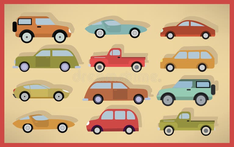 Simple cars collection stock vector. Illustration of signs - 46092063