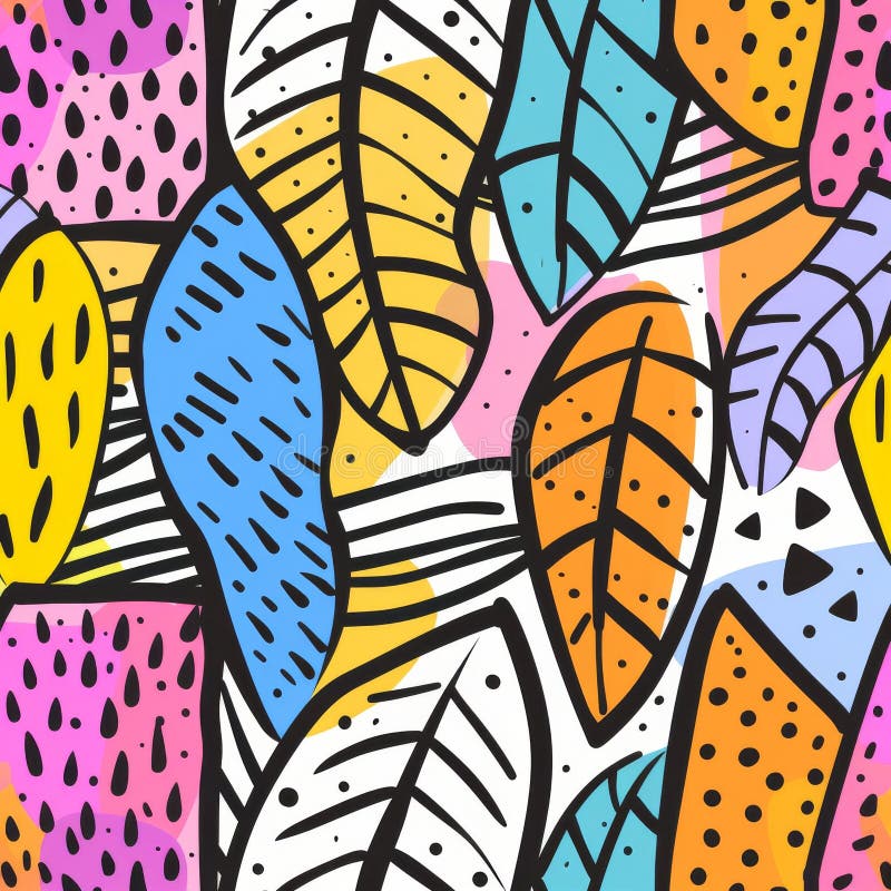 Simple Cartoon Background with a Colorful Hand-drawn Pattern. Stock ...