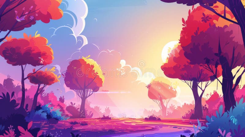 Simple Cartoon Background with Unique Double Exposure Elements. Stock ...