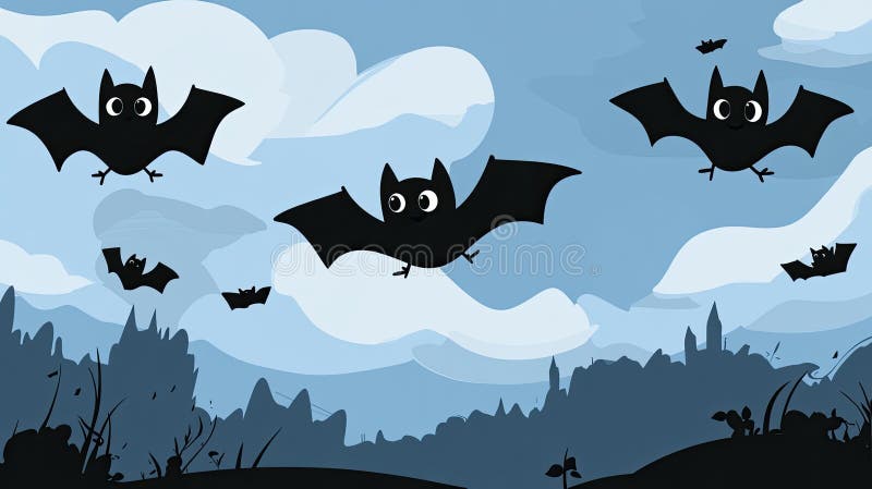 Simple Cartoon Bats stock illustration. Illustration of halloween ...