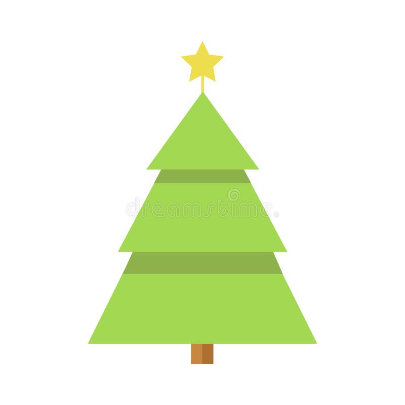 Simple Cartoon Christmas Star Pine Tree Stock Vector - Illustration of ...