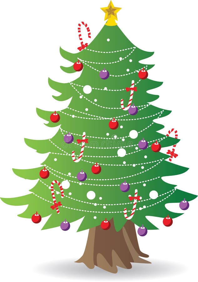 Simple Cartoon Christmas Tree Stock Vector - Illustration of decoration ...
