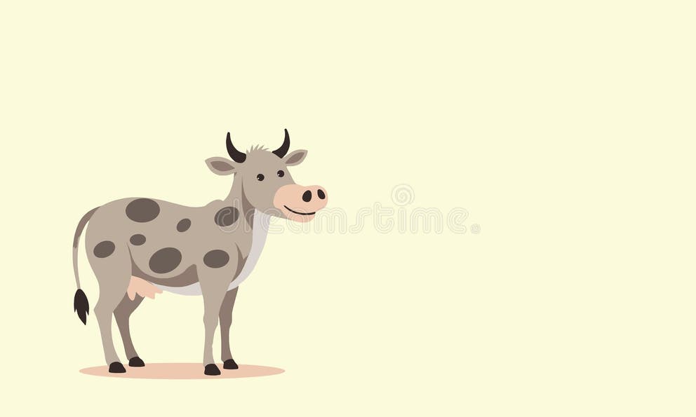 A Simple Cartoon of a Cow on a Plain Background. Stock Illustration ...