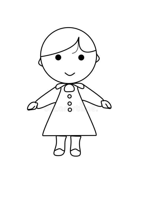 Simple Cartoon Of A Cute Girl Stock Illustration - Illustration of ...
