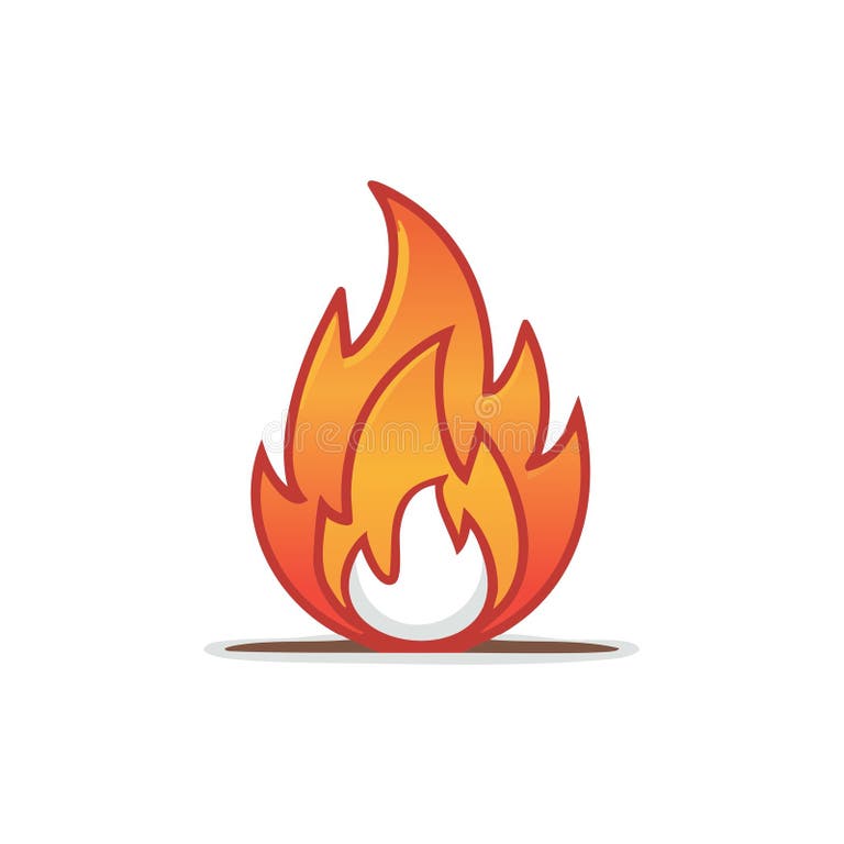 Simple Cartoon Fire Flame Icon with Red and Orange Gradient Vector ...