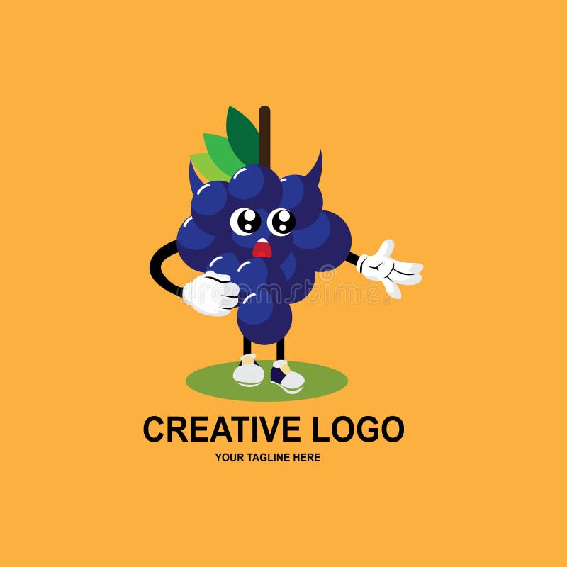 Simple Cartoon Grape Fruit Expression Icon Vector Logo Stock ...