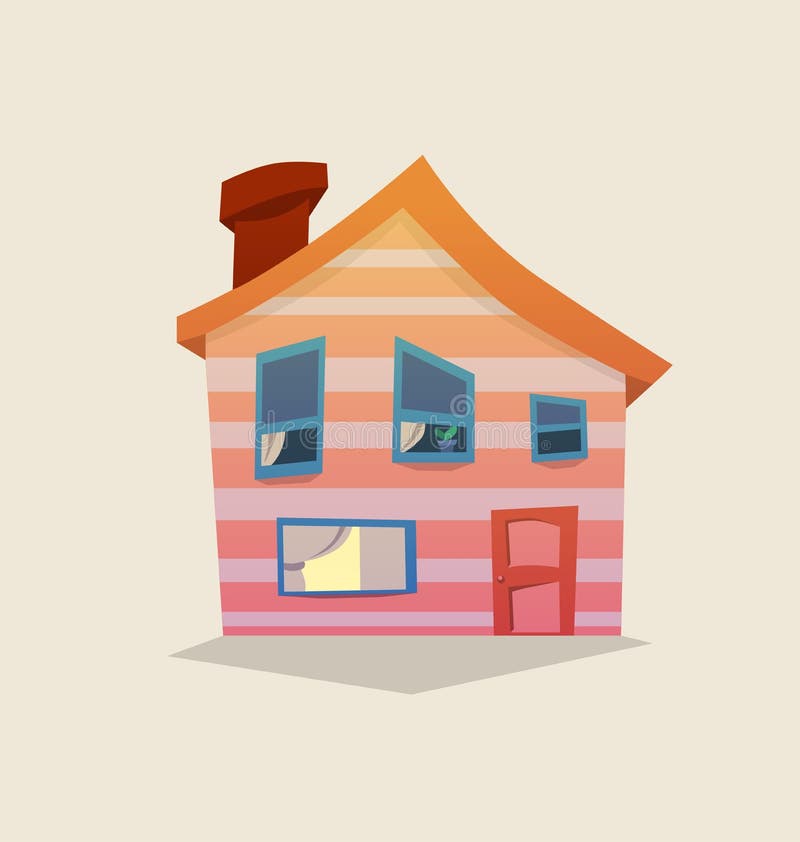 Simple Cartoon House Vector Illustration Stock Vector - Illustration of ...