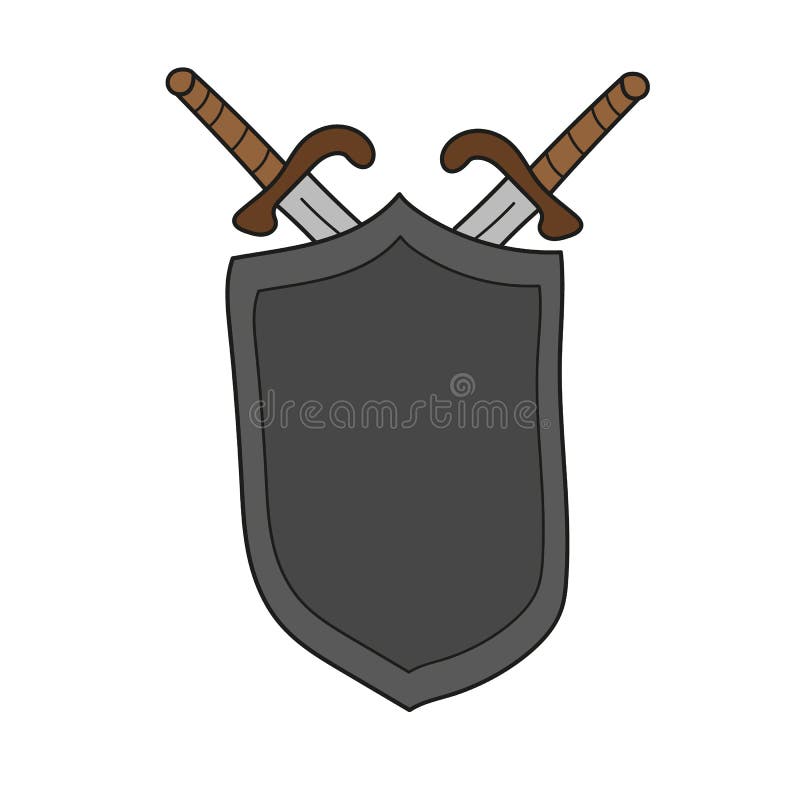 Simple Cartoon Icon. Medieval Sword and Shield Stock Vector ...