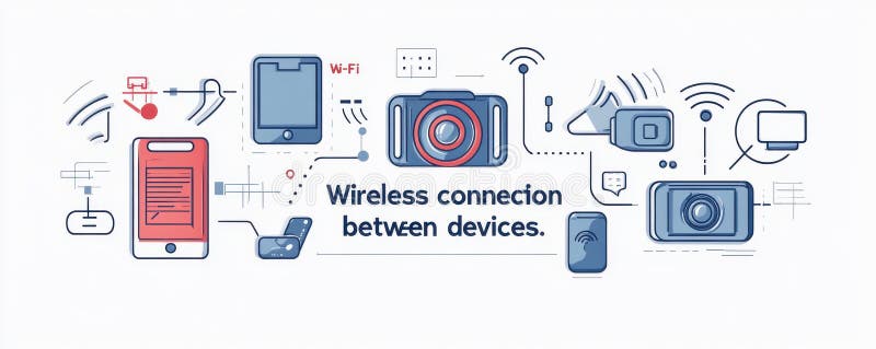Simple Cartoon Illustration Depicting Wireless Connection between ...