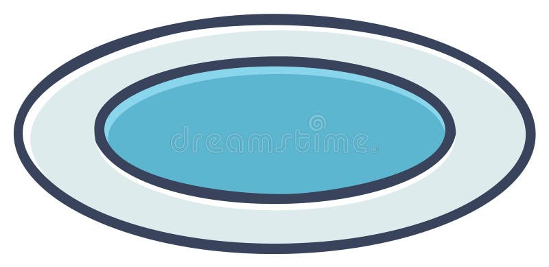 Simple Cartoon Illustration of an Empty Blue Oval Dinner Plate Stock ...