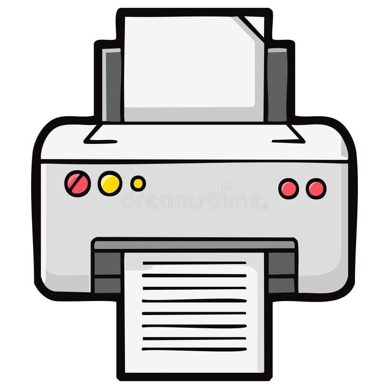 Simple Cartoon Illustration of an Office Printer Printing a Paper ...