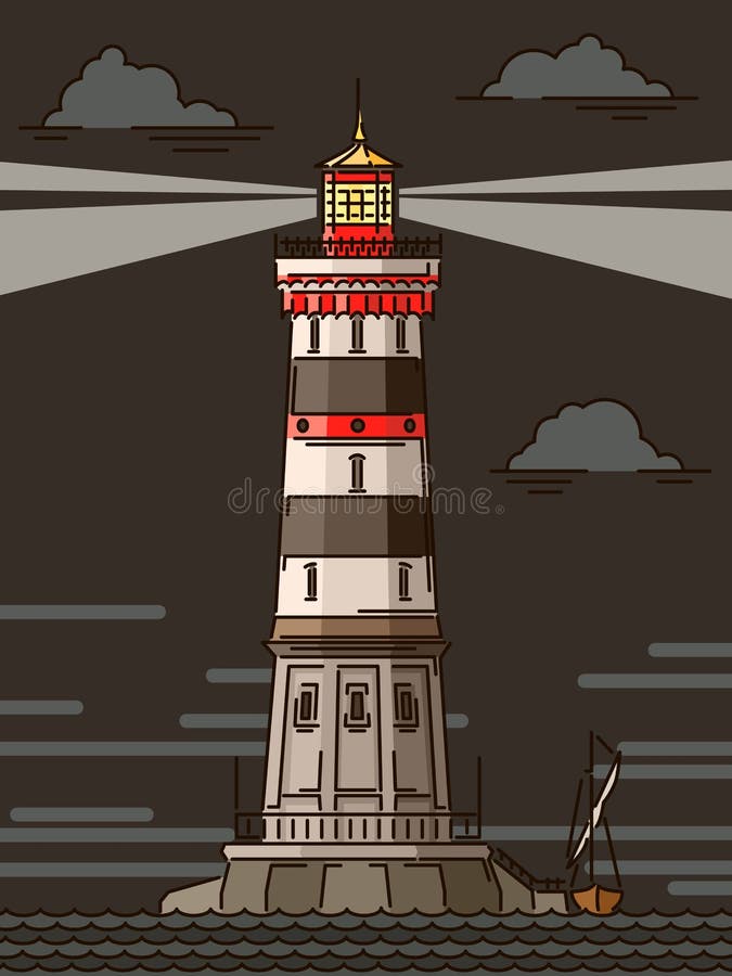 Stylized Lighthouse Illustration Isolated Stock Vector - Illustration ...