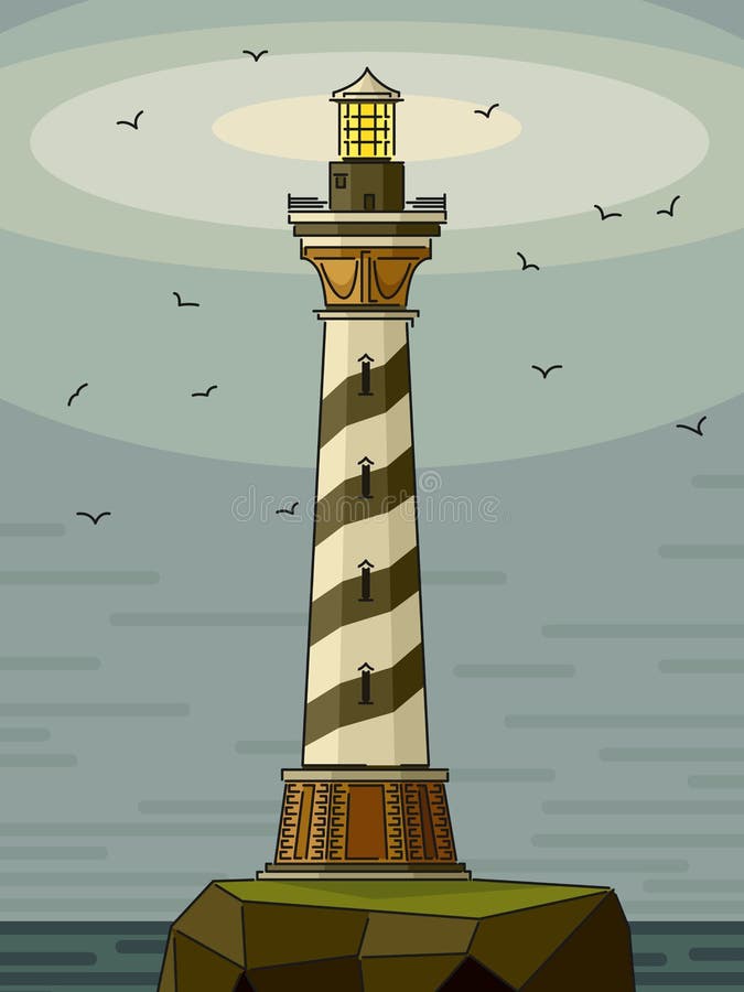 Stylized Lighthouse Illustration Isolated Stock Vector - Illustration ...