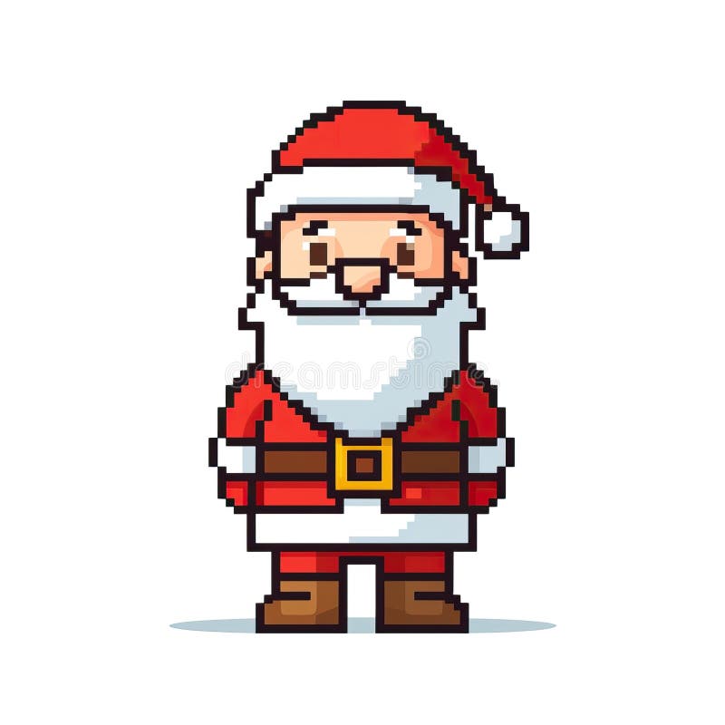 Simple Cartoon Pixel Art Christmas Santa High Quality Ai Generated ...