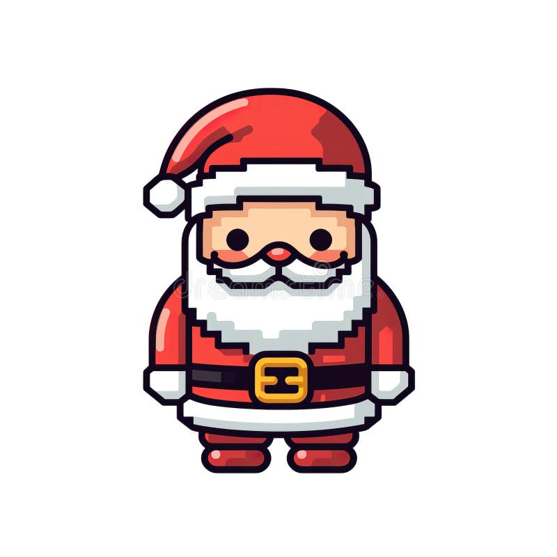 Simple Cartoon Pixel Art Christmas Santa High Quality Ai Generated ...