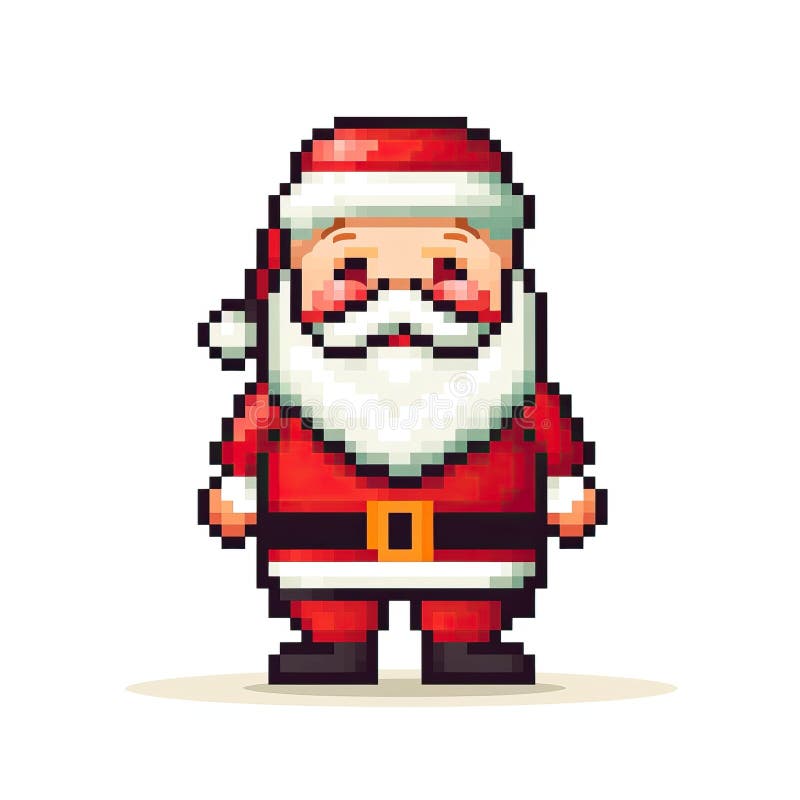 Simple Cartoon Pixel Art Christmas Santa High Quality Ai Generated ...
