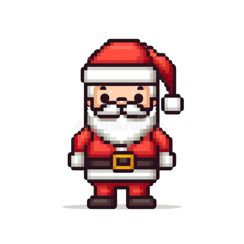 Simple Cartoon Pixel Art Christmas Santa High Quality Ai Generated ...