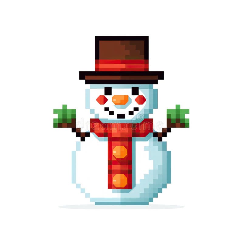 Simple Cartoon Pixel Art Christmas Snowman High Quality Ai Generated ...