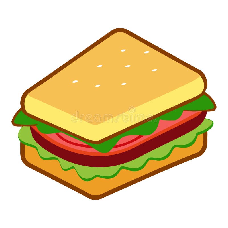 Simple Cartoon Sandwich Illustration for Menu Design Stock Vector ...