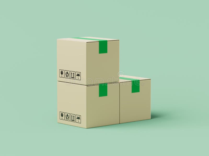 Simple Cartoon Stack of Cardboard Delivery Box with Adhesive Tape 3d ...
