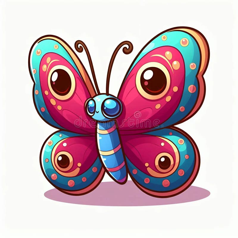 Simple Cartoon-style Illustration of a Butterfly on a Plain White ...