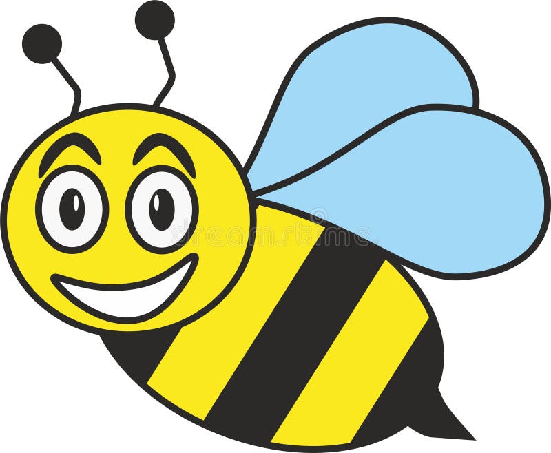 Simple Cartoon Style Illustration of a Smiling Bee while Flying Stock ...