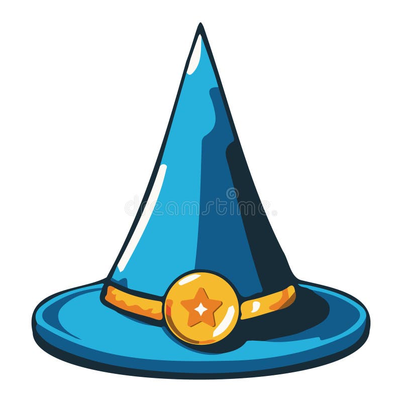 Simple Cartoon Wizard Hat Icon, Vector Illustration. Stock Vector ...