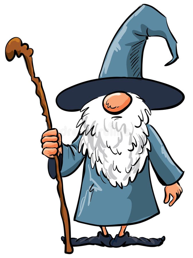 Simple Cartoon Wizard with Staff Stock Illustration - Illustration of ...
