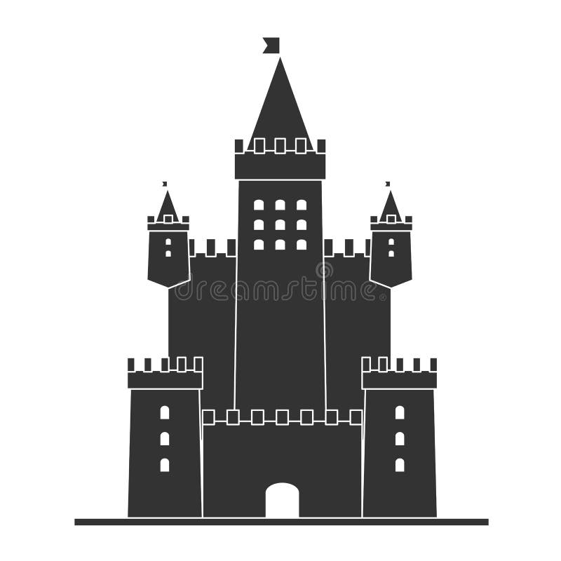Simple Castle Icon Line Art and Solid Black Color. Stock Vector ...