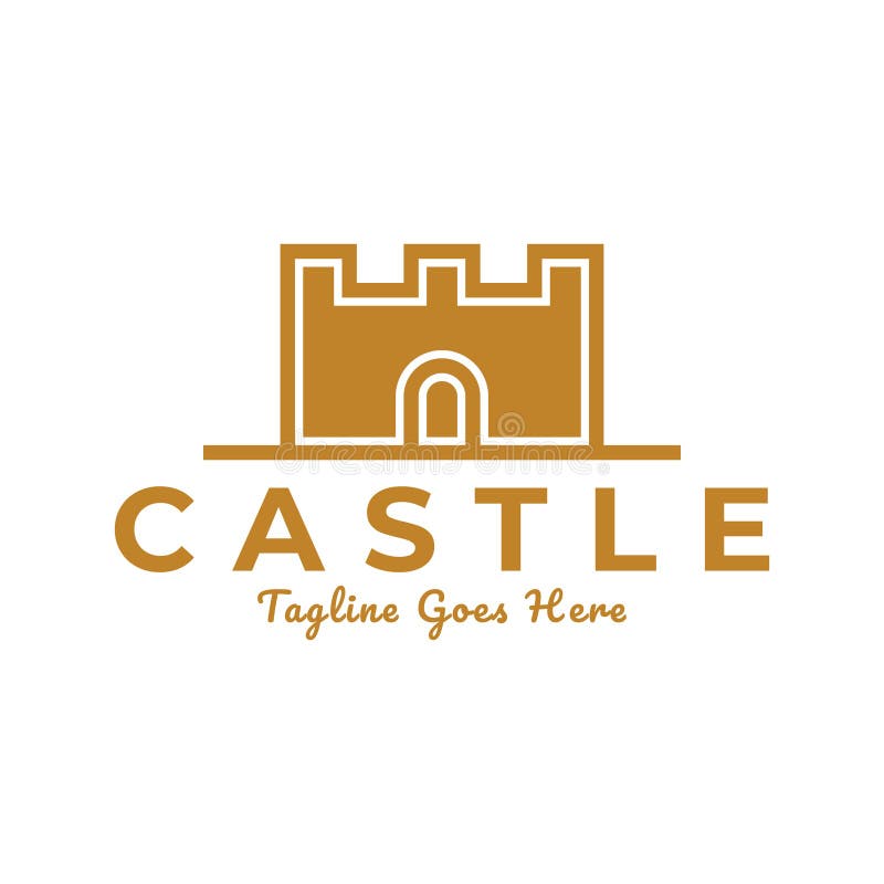 Simple castle logo design stock vector. Illustration of gold - 243167599