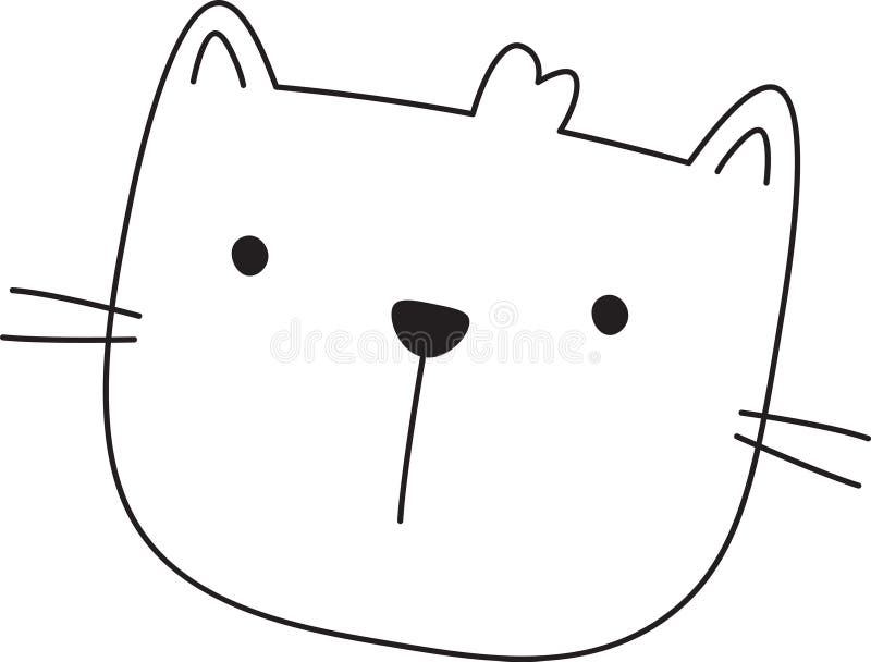 Simple Cat Face Line Art stock illustration. Illustration of graphic ...