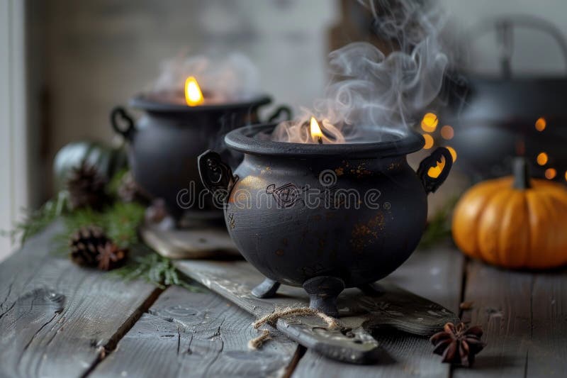 Simple Cauldron Ornaments for Halloween Scene Stock Illustration ...