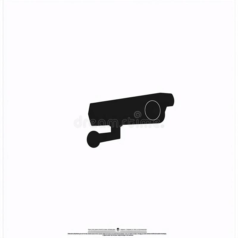 Simple CCTV Camera Icon in Black Silhouette on White Background Stock ...
