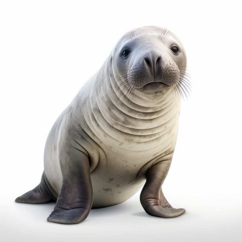 Simple Cel Shaded 3d Elephant Seal on White Background Stock ...