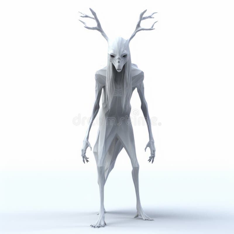Simple Cel Shaded 3d Wendigo Character Pose on White Background Stock ...