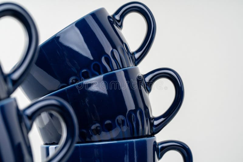 Simple Ceramic Blue Crockery on Kitchen Counter. Tableware Stock Image ...