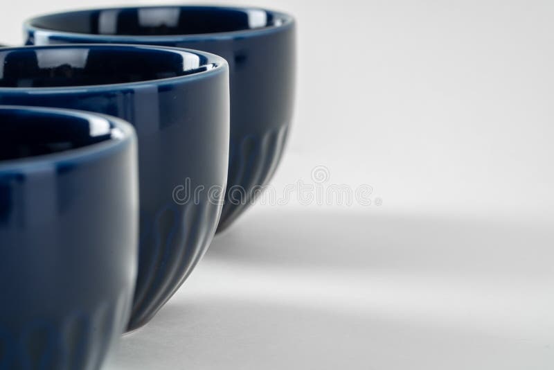 Simple Ceramic Blue Crockery on Kitchen Counter. Tableware Stock Image ...
