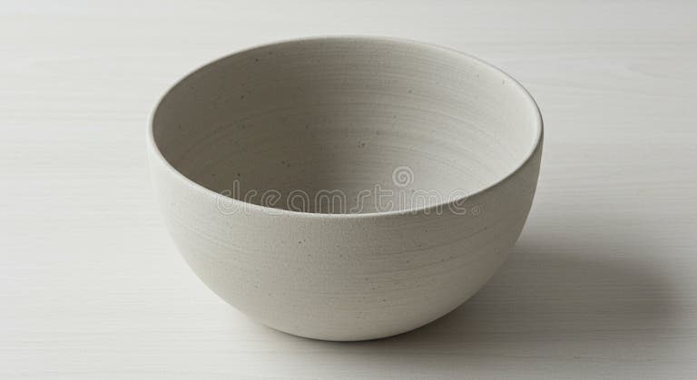 Simple Ceramic Bowl with a Smooth Surface, Light Beige in Color, Sits ...