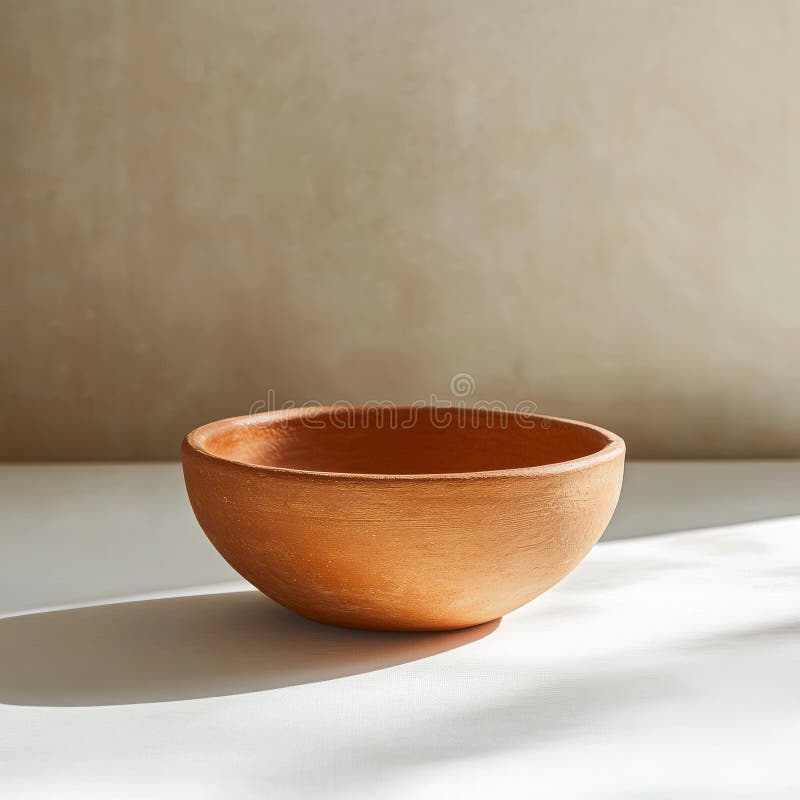 Simple Ceramic Bowl on a Sunlit Table with Shadow Play. Stock Photo ...
