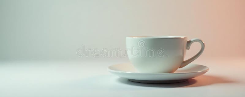 Simple Ceramic Cup in a Shallow Dish with Reflection Shiny Vessel Plain ...