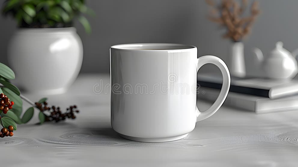 Simple Ceramic Mug on a White Backdrop Stock Illustration ...