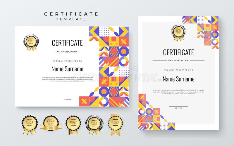 Simple Certificate of Appreciation with Geometric Design Stock Vector ...