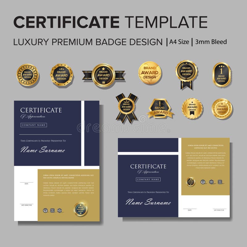 Simple Certificate Design with Badge Vector Stock Vector - Illustration ...