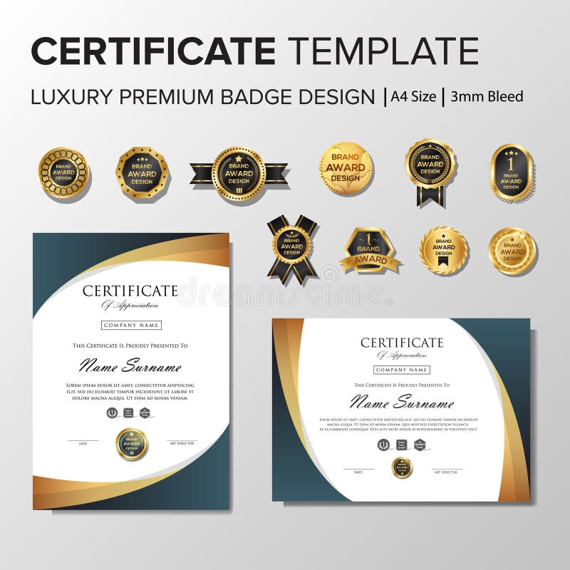 Simple Certificate Design with Badge Vector Stock Vector - Illustration ...