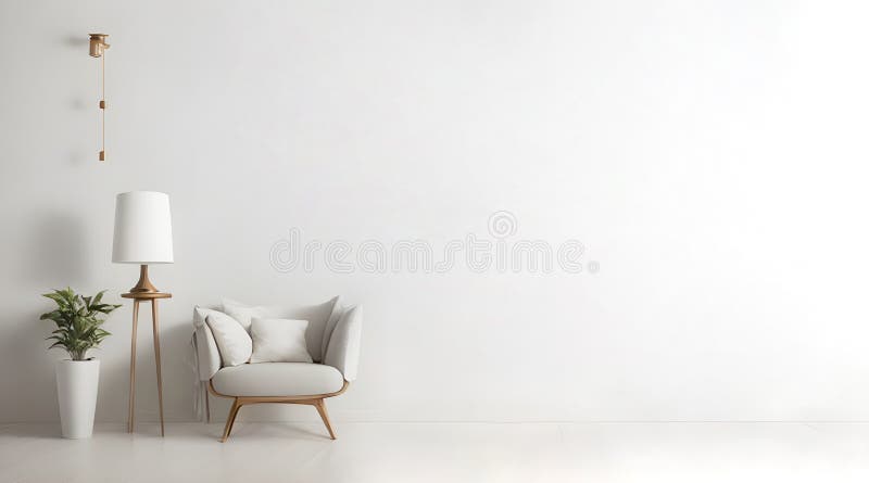 Simple Chair Interior Design with Simple White Copy Space Background Ai ...