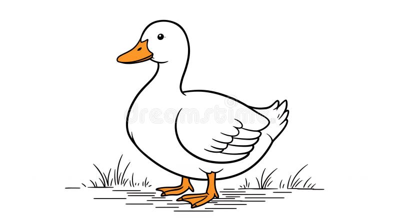 Charming Duck Drawing with Clean Lines and Friendly Expression Stock ...